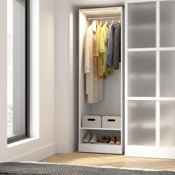Florence Modular Hanging Closet System with Shelf, Clothing Rods & LED ...