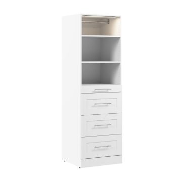 Florence Modular Closet System with Shelves, Drawers, Clothing Rod & LED Light, Shaker Style ...
