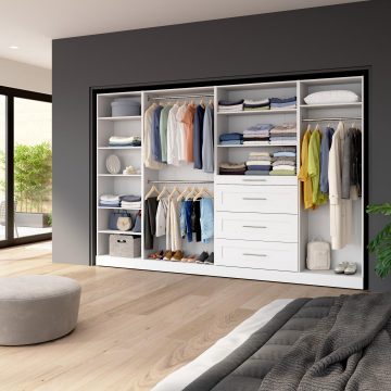 Pur Contemporary Closet System with Drawers, 36W x 19D | Bestar
