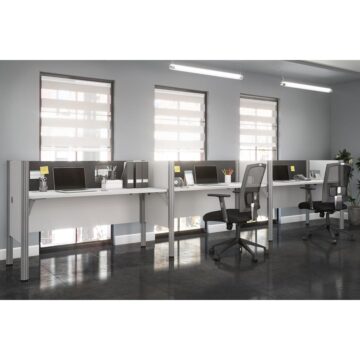 Pro-Biz 3-Person Office Cubicles with Gray Tack Boards and Low Privacy ...