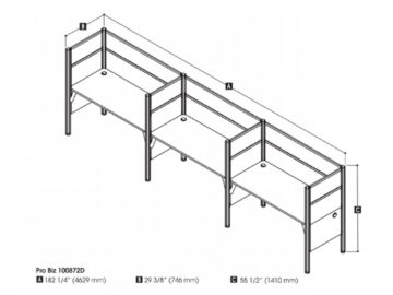 Pro-Biz 3-Person Office Cubicles with Red Tack Boards and High Privacy ...