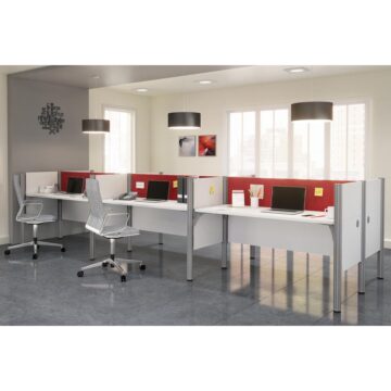 Pro-Biz 6-Person Office Cubicles with Red Tack Boards and Low Privacy ...