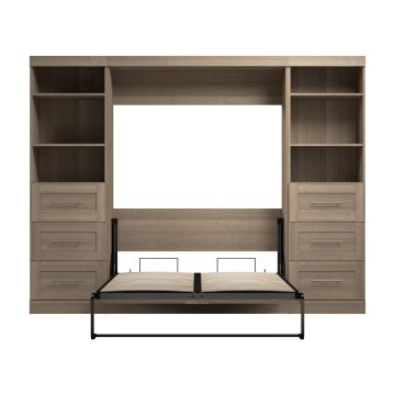 Pur Full Murphy Bed and 2 Shelving Units with Drawers (109W) | Bestar