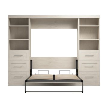Pur Full Murphy Bed and 2 Shelving Units with Drawers (109W) | Bestar